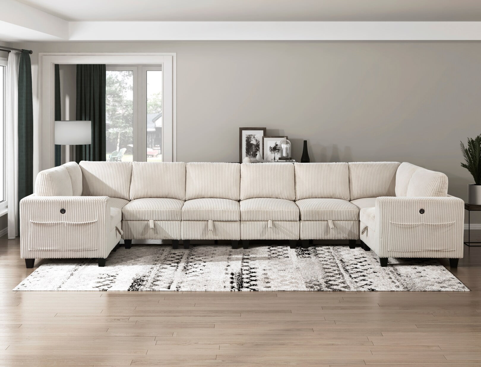 8 Piece Modular Sectional Sofa with Storage Sepace, Corduroy Fabric ...