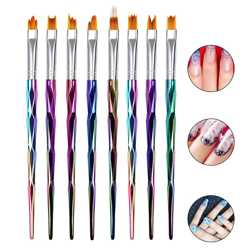 LOSTYE 8-Piece Nail Brush Set with Gel Art Pen Liner & Polish Design ...
