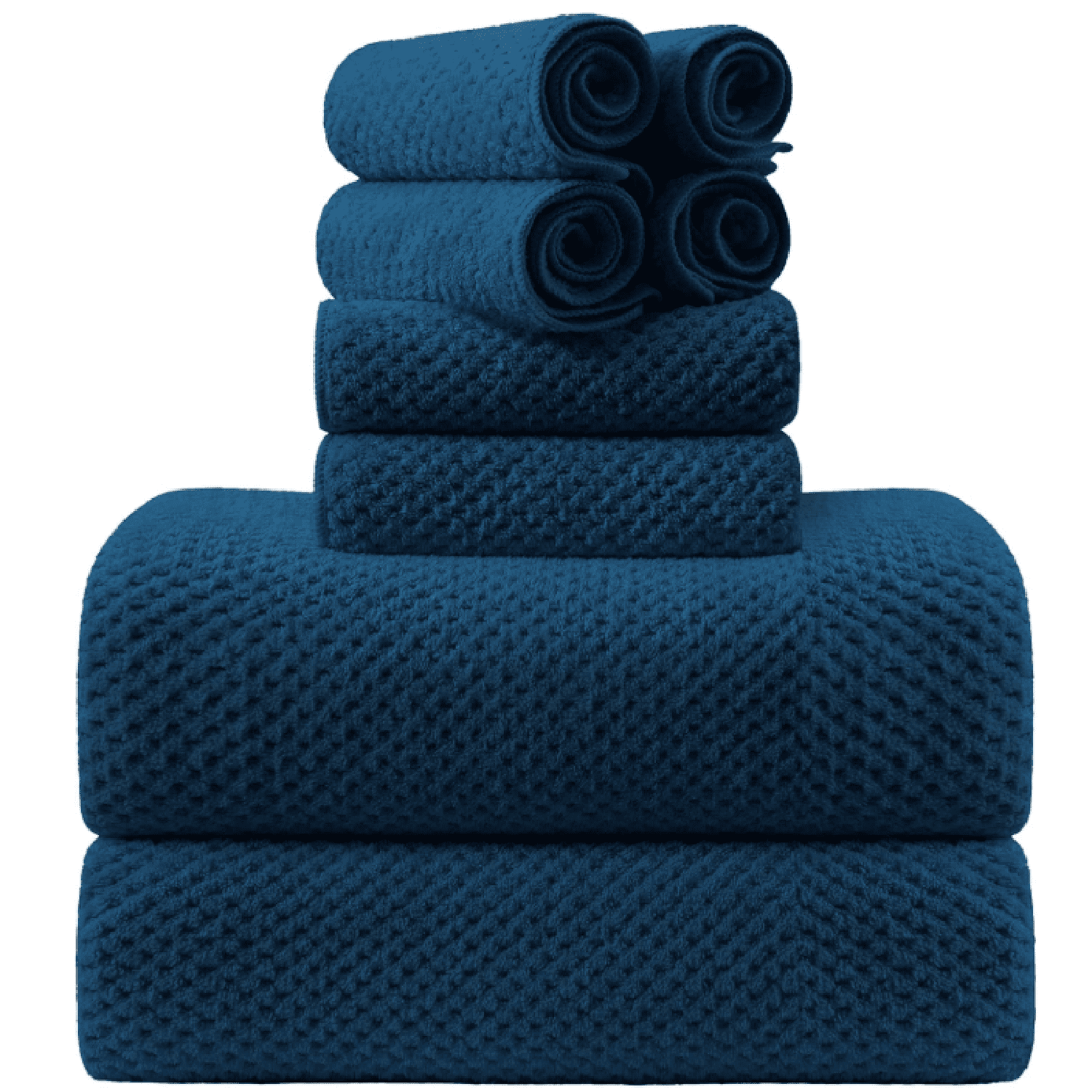 8-Piece Navy Bath Towel Set, 2 Extra Large Bath Towel Sheets, 2 Hand ...