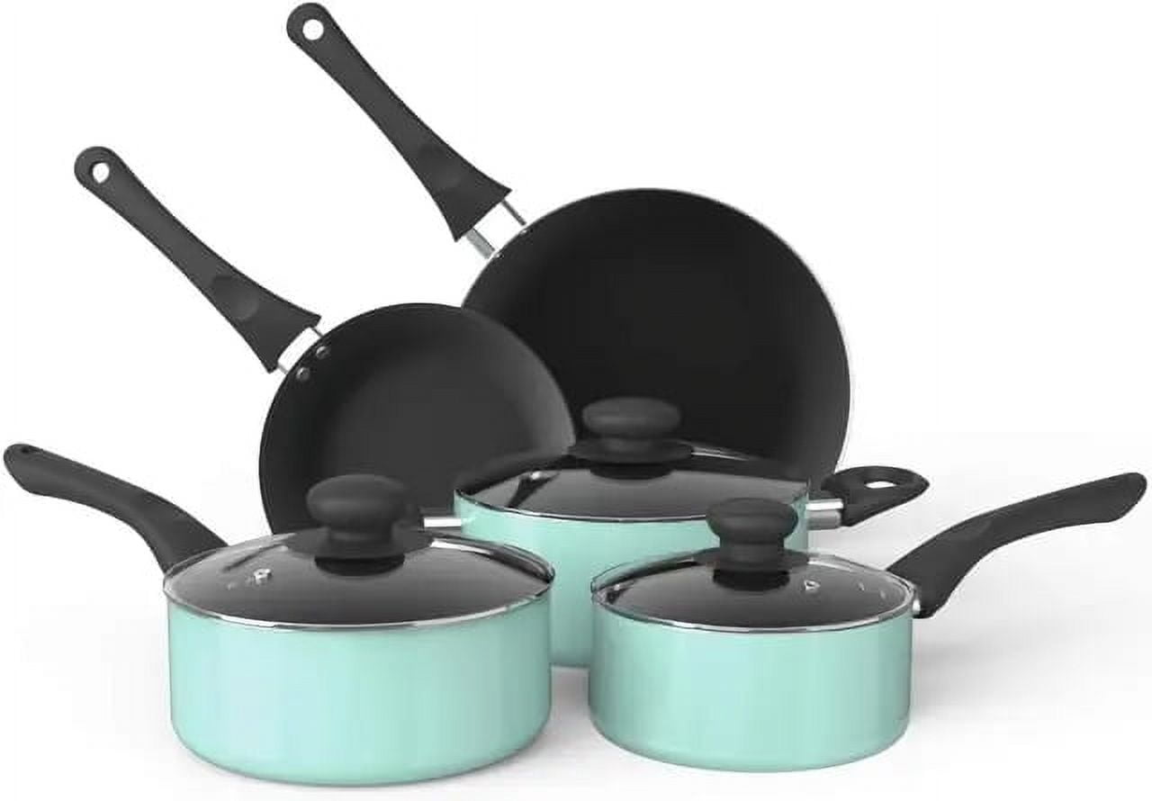 8-Piece Non-Stick Cookware Set in Light Purple - Durable Pots and Pans ...