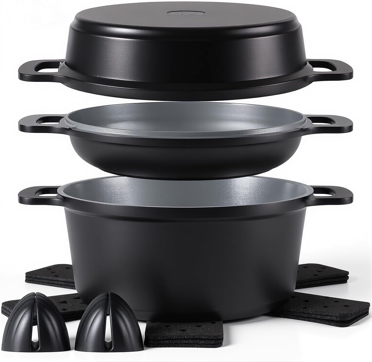 8-Piece Non Stick Stock Pot with Lid Ceramic Cooking Pot Set 4.5 Qt All ...