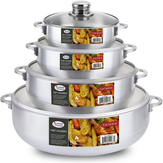 8-Piece Nonstick Aluminum Caldero Cookware Set with Lids | Includes 2 ...