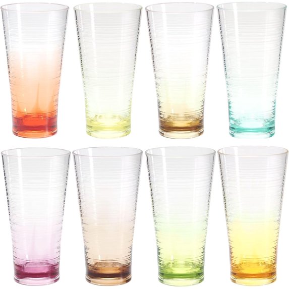 8-Piece Ombre Tumbler Set, 20oz Plastic Drinking Glasses, Assorted ...