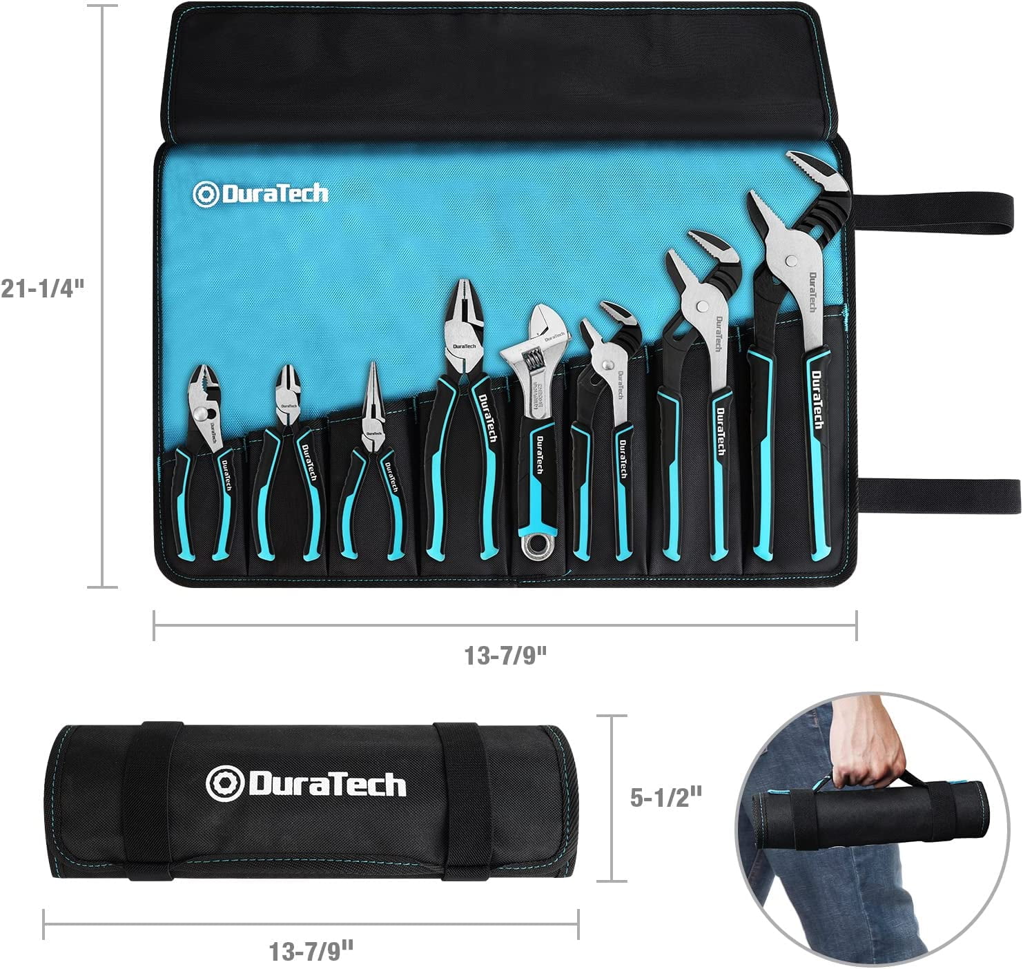 8-Piece Pliers Set with Rolling Pouch, Premium Cr-V/Cr-Ni Construction ...
