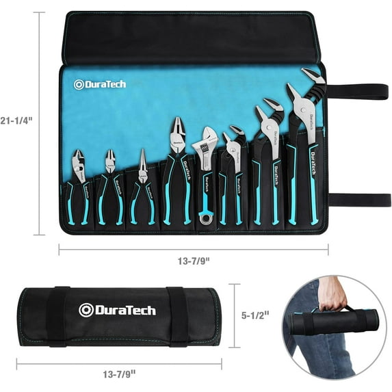 8-Piece Pliers Set with Rolling Pouch, Premium Cr-V/Cr-Ni Construction ...