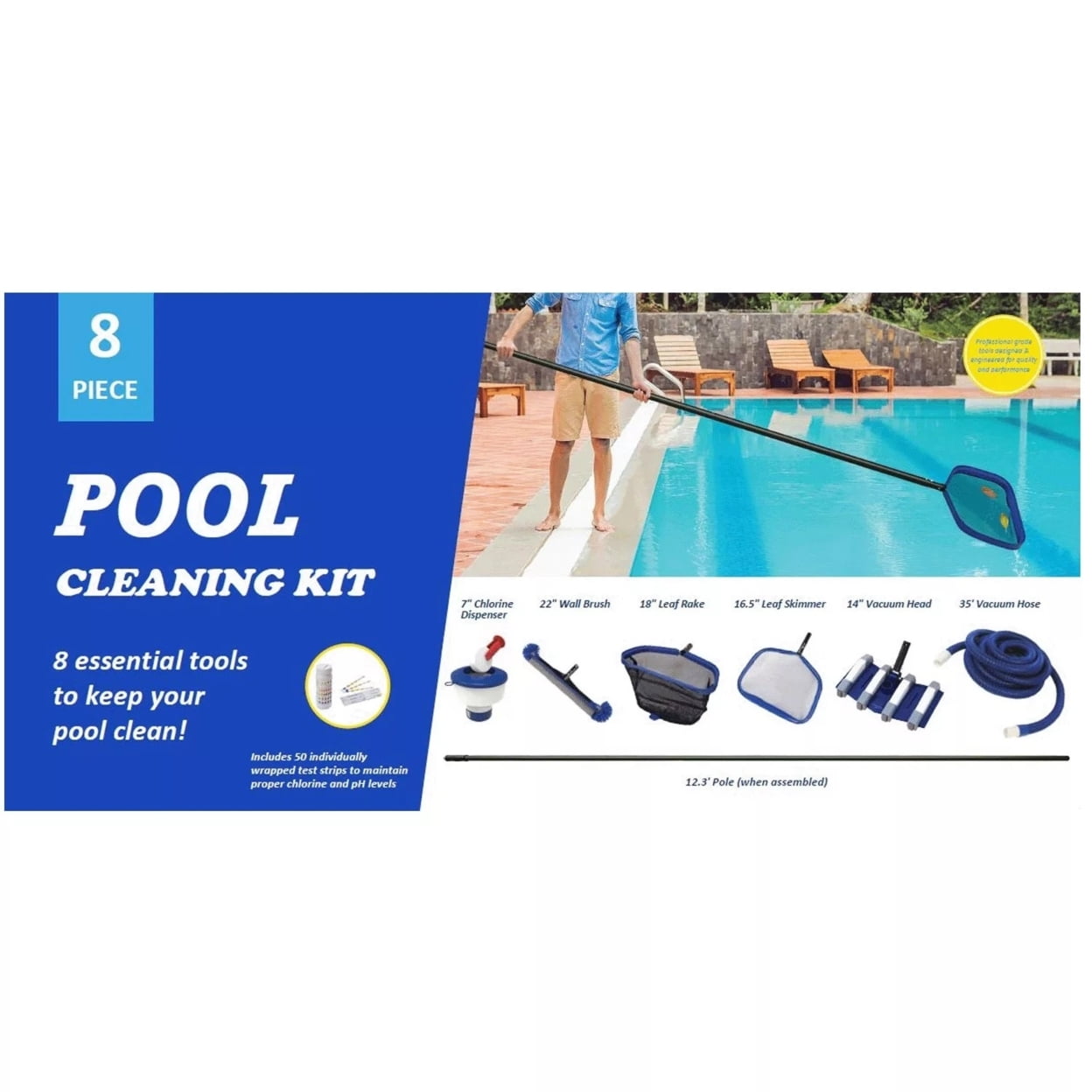 8-Piece Pool Cleaning Kit - Essential All-Season Tools - Walmart.com