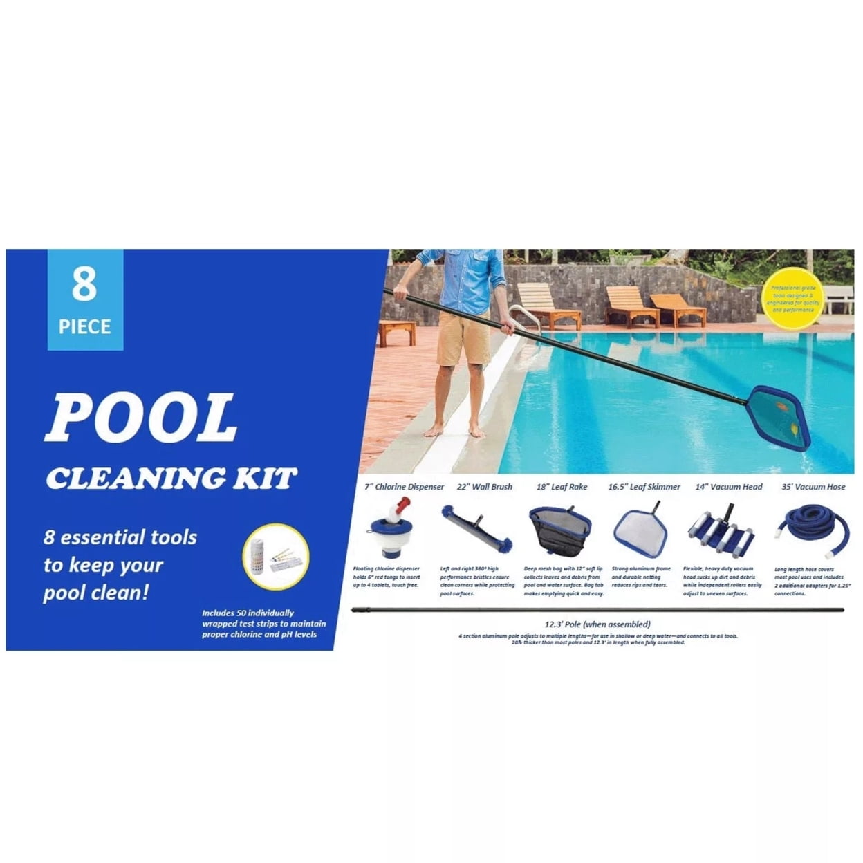 Walmart 8-Piece Professional Pool Cleaning Kit - Essential Swimming ...