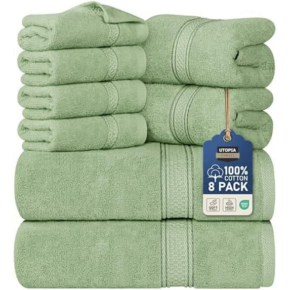 8 Piece Premium Towel Set, 2 Bath, 2 Hand, and 4 Wash Cloths, 600 GSM ...