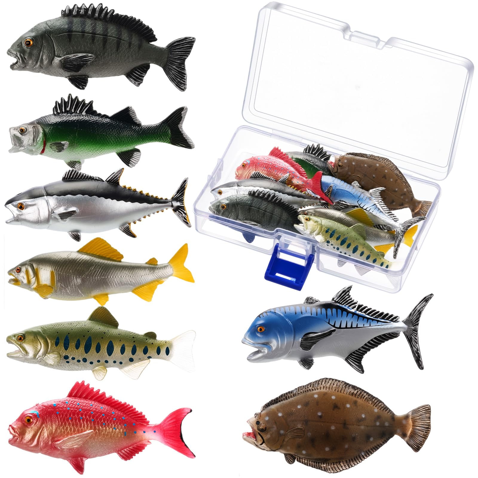 8-Piece Realistic Fake Fish Collection - Lifelike Plastic Sea Creatures ...