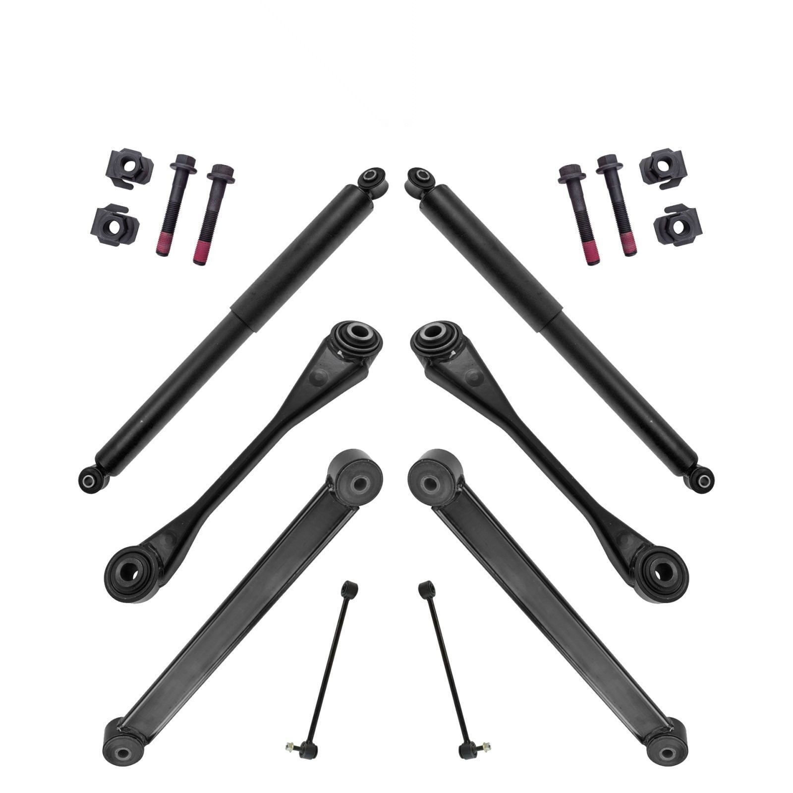 8 Piece Rear Suspension Kit Upper & Lower Control Arms Shock Absorbers ...