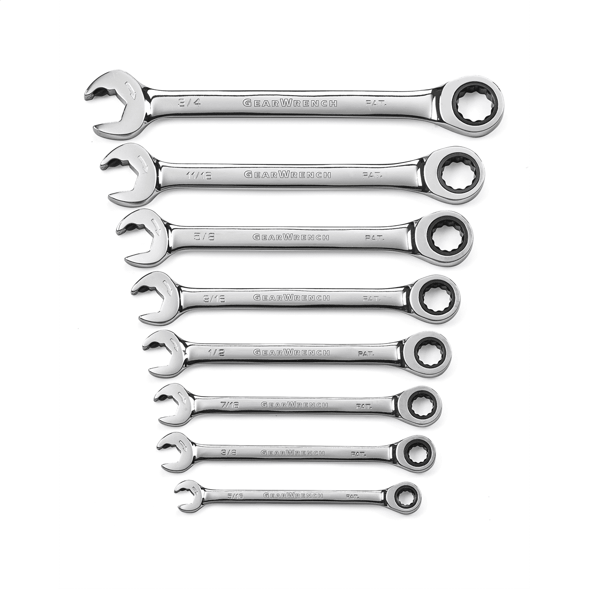 GEARWRENCH 8 Piece SAE Ratcheting Open End Wrench Set, Dual Ratcheting ...