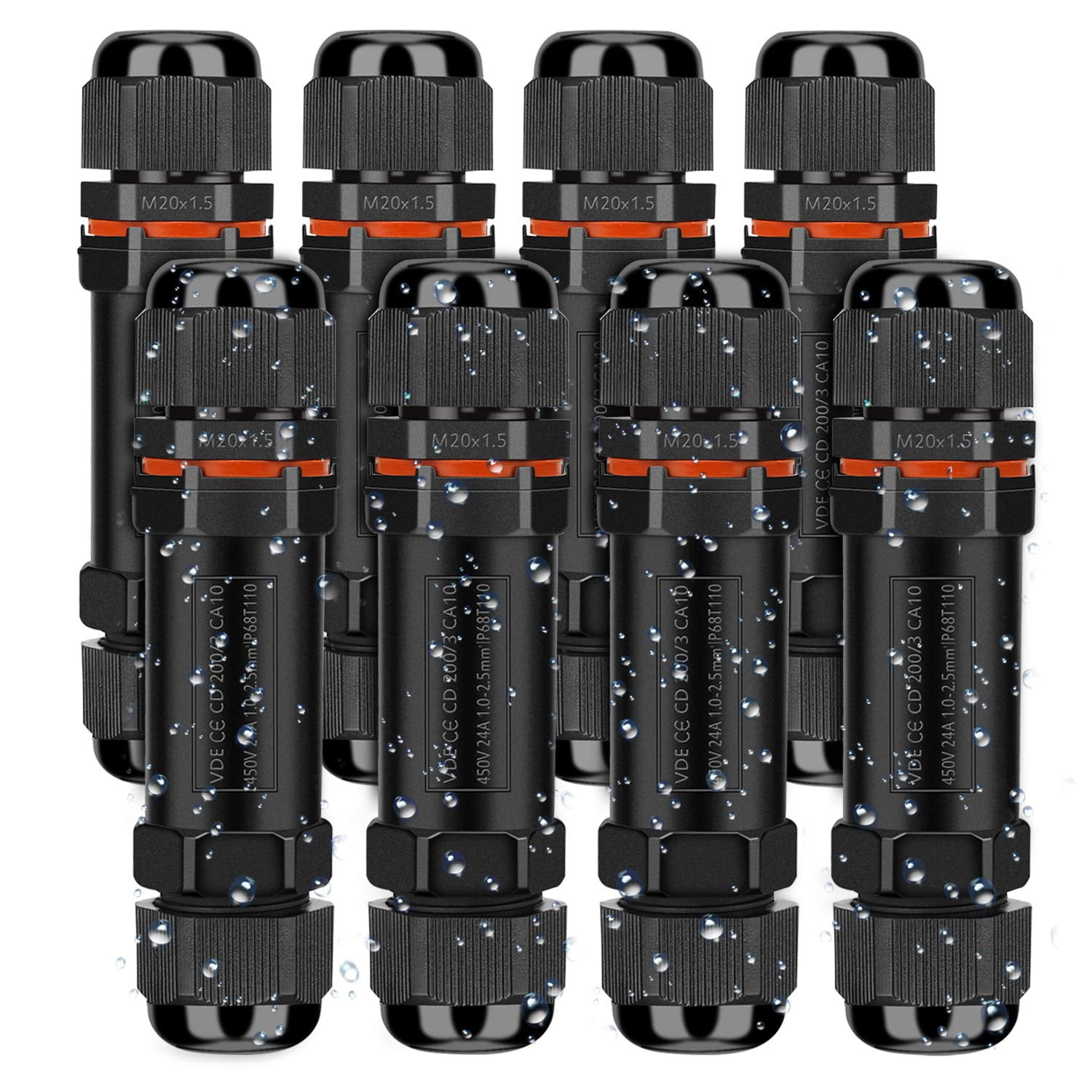 8-Piece Set Outdoor Cable Connector, IP68 Waterproof Electrical ...