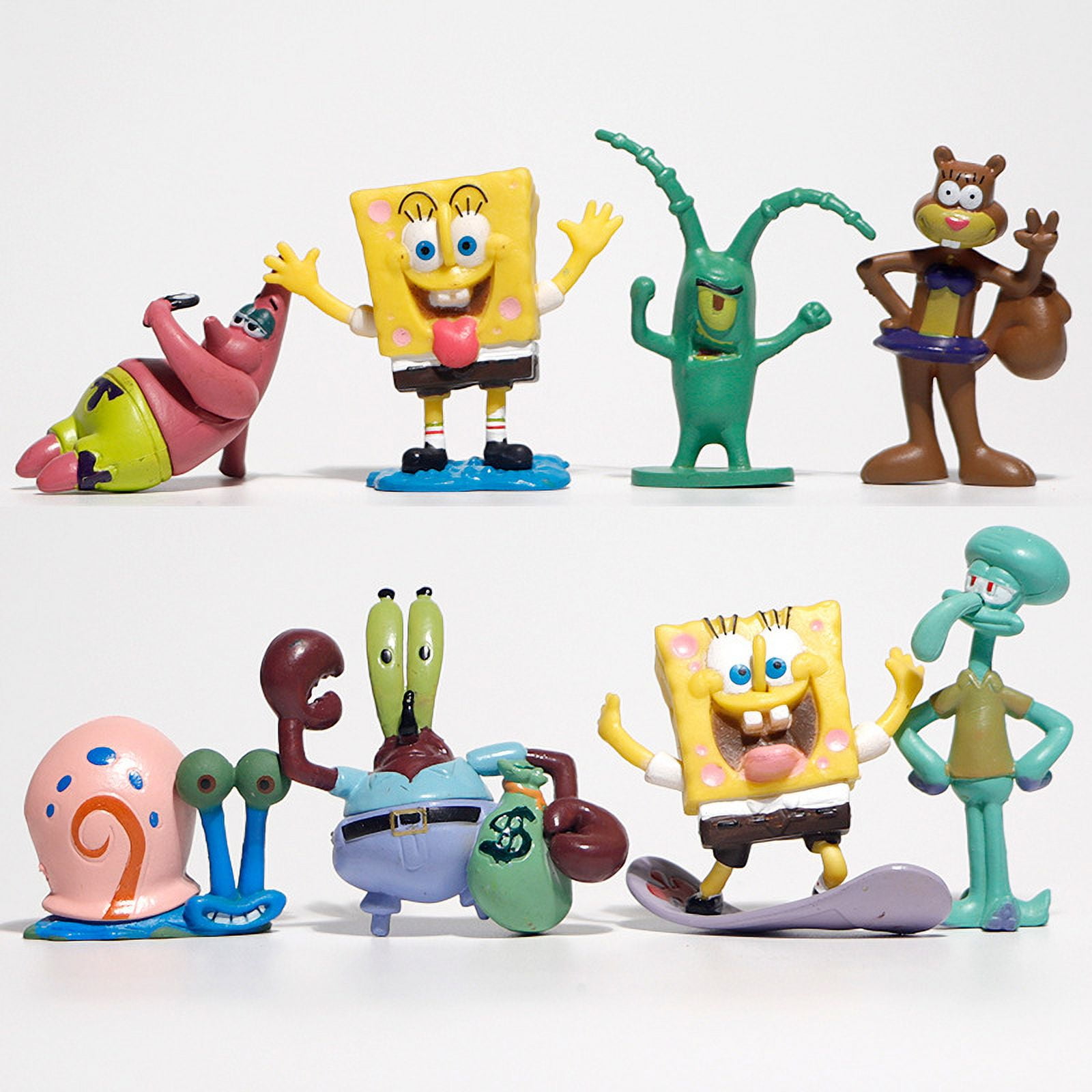 8 Piece Set with 8 SpongeBob Featuring Squidward, Sandy Cheeks, Patrick ...