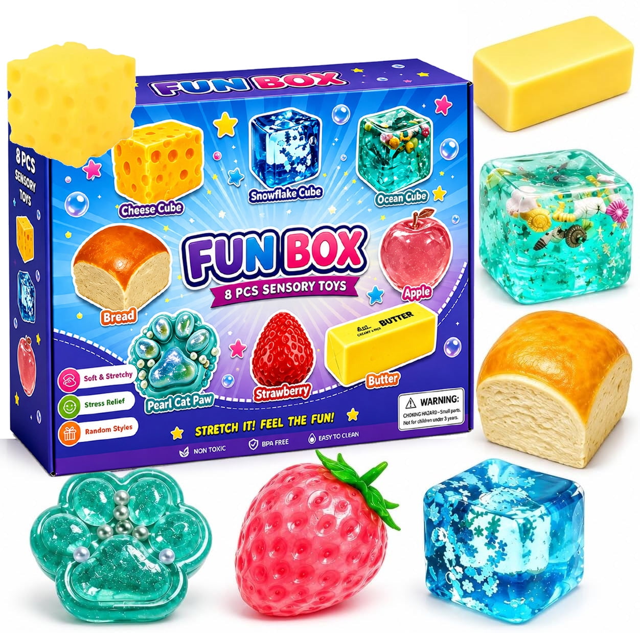 8-Piece Set Squishy Mystery Box,Sugar Squishy Set Blind Box,Soft Bubber ...