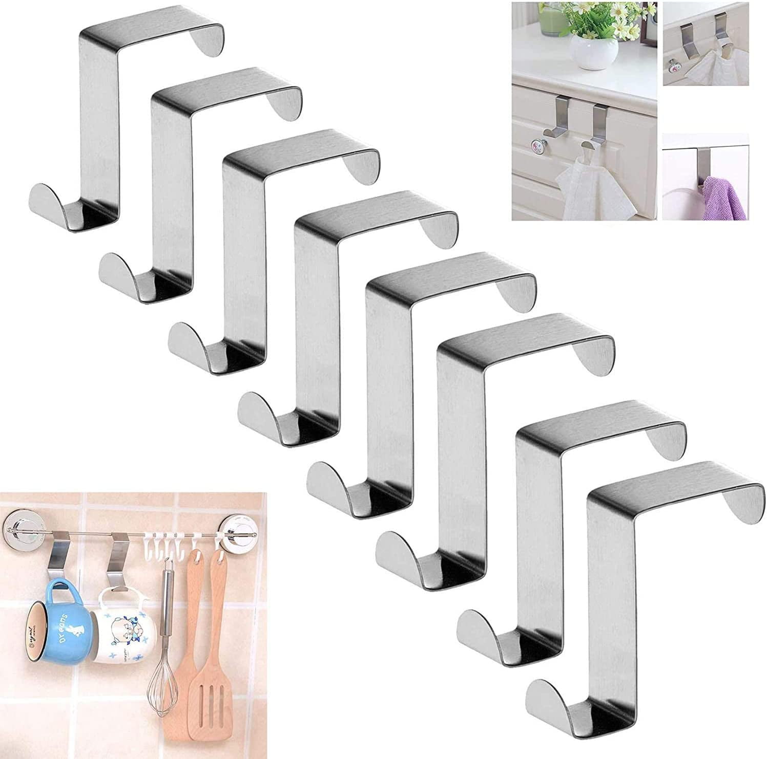 8 Piece Set Z Shape Reversible Sturdy Hanging Hooks Double Headed ...