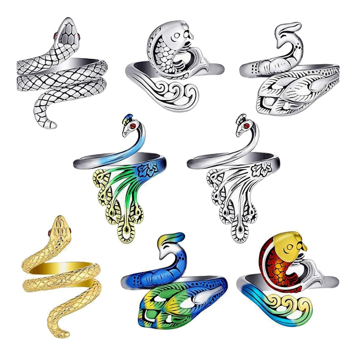 8-Piece Set of Adjustable Knitted Crochet Ring, Finger Guide Yarn ...