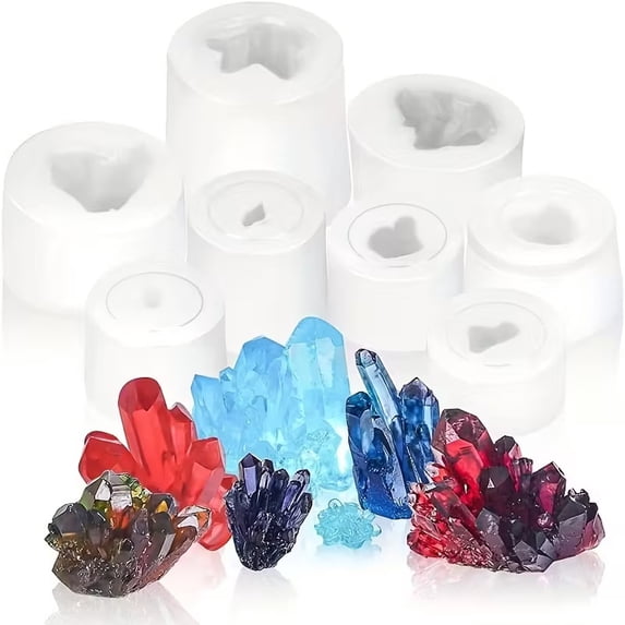 8-Piece Silicone Cluster Resin Mold Set for DIY Crafts, Cake Decorating ...