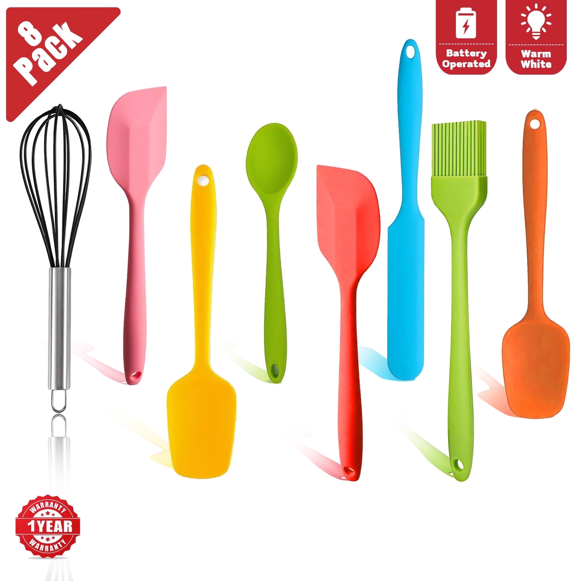 8 Piece Silicone Spatula Set, BPA Free, Cooking Utensils Set, Kitchen ...