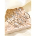 8-Piece Silver-Tone Stainless Steel Rhinestone Stackable Ring Set In ...