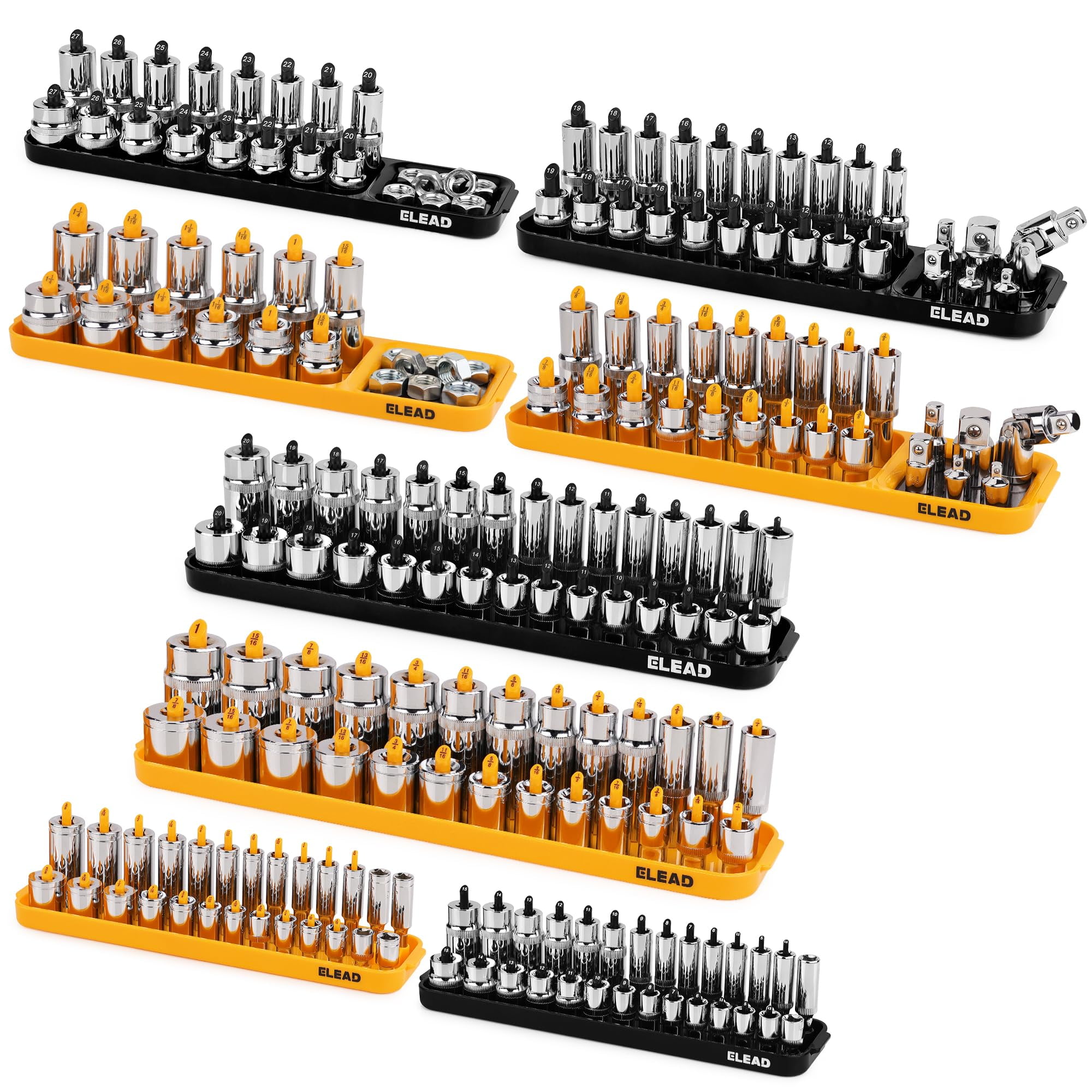 8-Piece Socket Organizer Tray Set | Metric & SAE | Durable ABS Resin ...