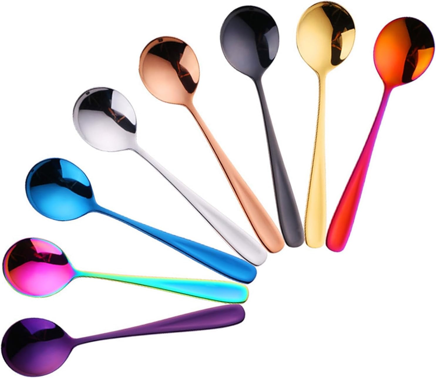 8 Piece Soup Spoons Stainless Steel, Metal Round Soup Spoon ...