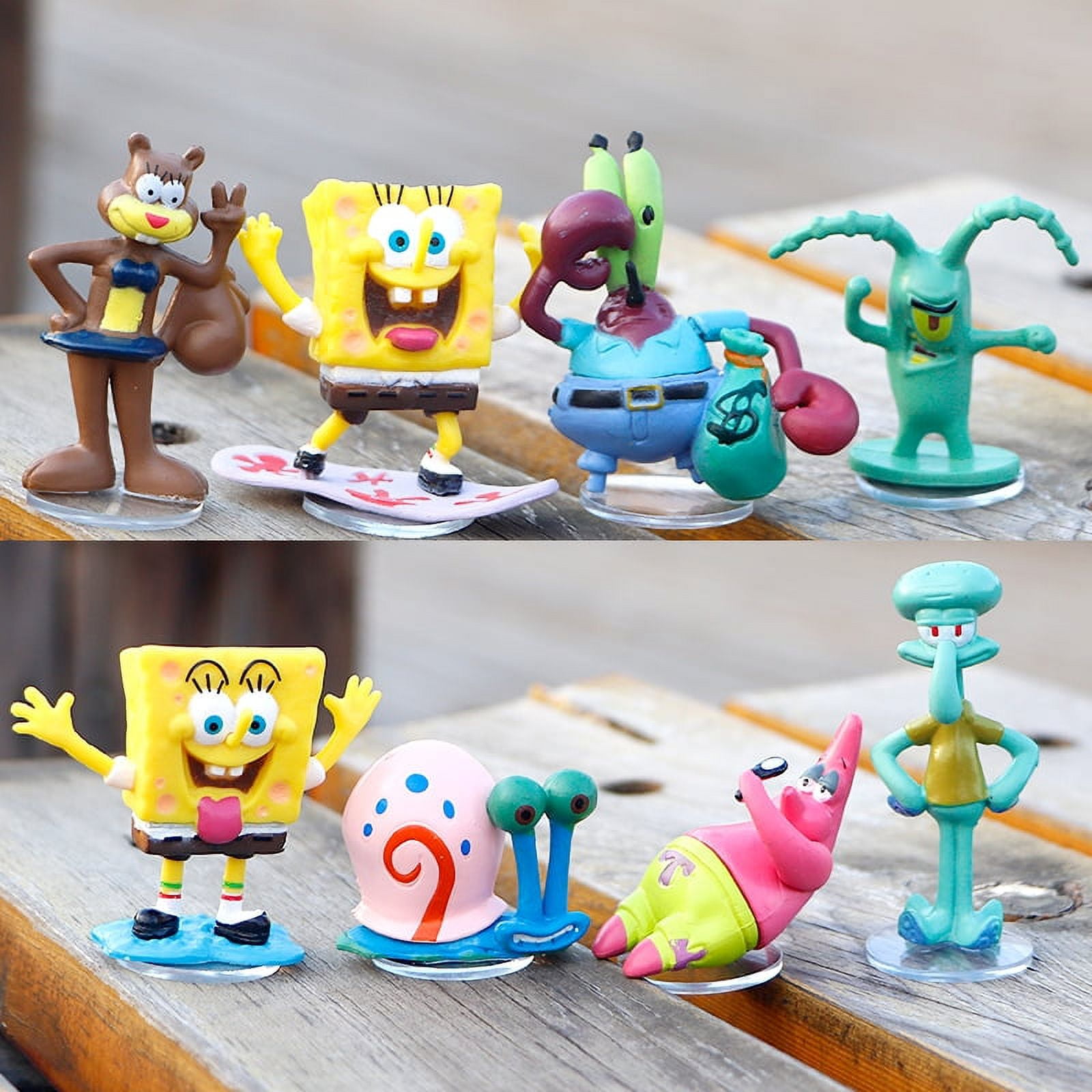 8 Piece SpongeBob Set with 8 Featuring Squidward, Sandy Cheeks, Patrick Star, Mr. Krabs (4-7cm ...