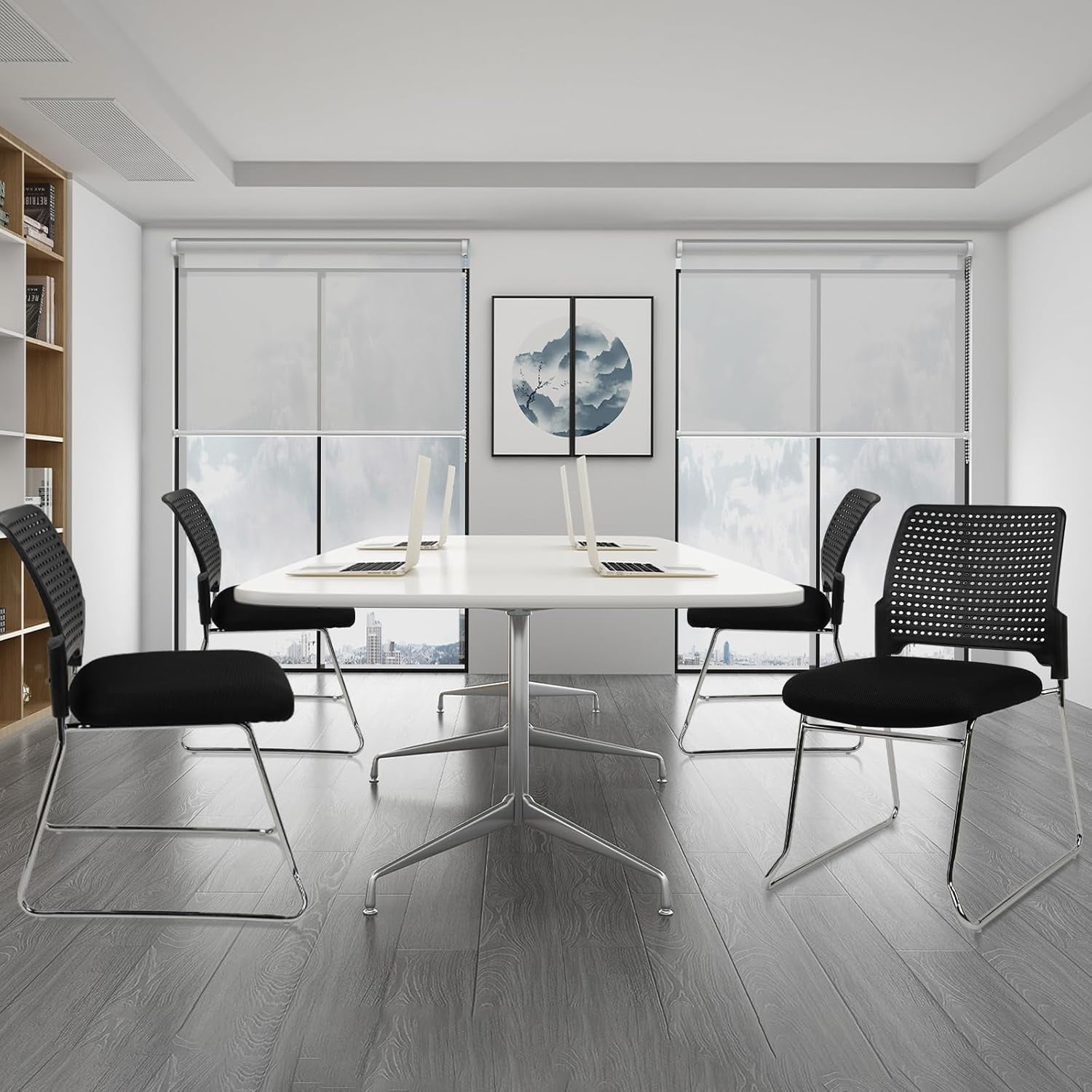 8 Piece Stacking Chair Set, Office Reception Stackable Armless Chair ...