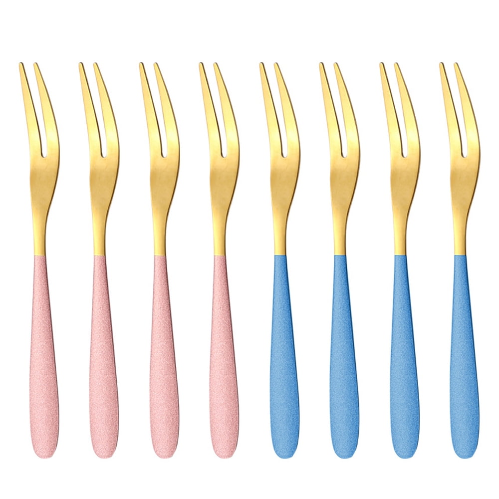 8-Piece Stainless Steel 2-Prong Appetizer Forks, Small Forks, Fruit ...