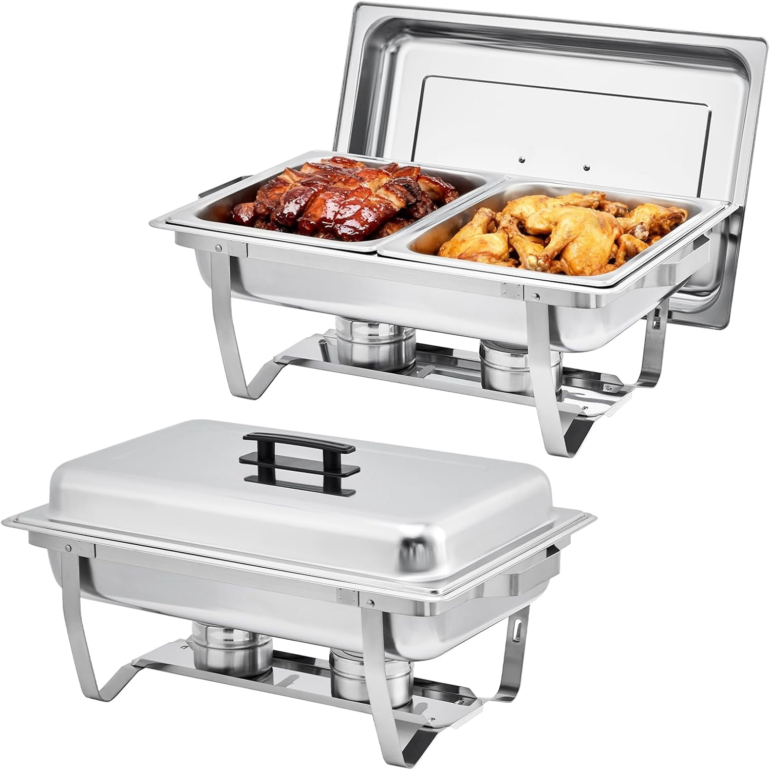 8-Piece Stainless Steel Chafing Dishes for Buffet Set with Pans & Fuel ...