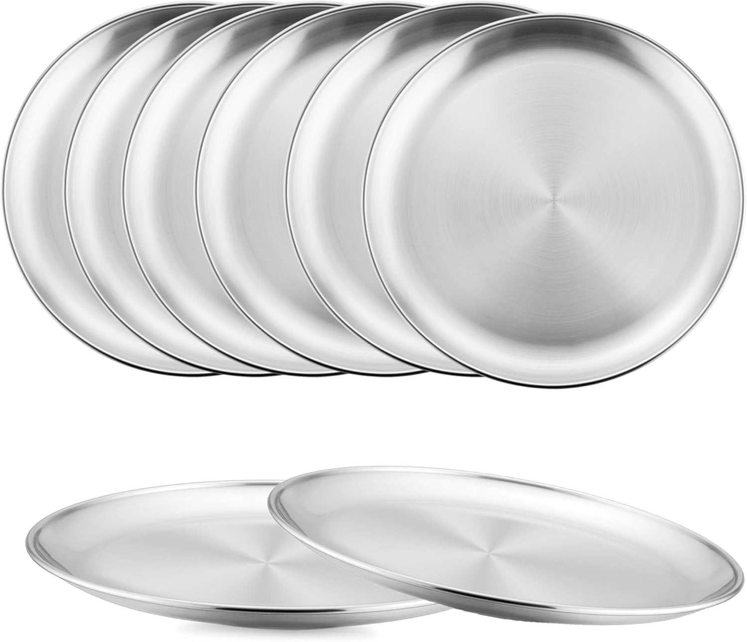 8-Piece Stainless Steel Dinner Plates 8 Inch Metal Camping Plates ...