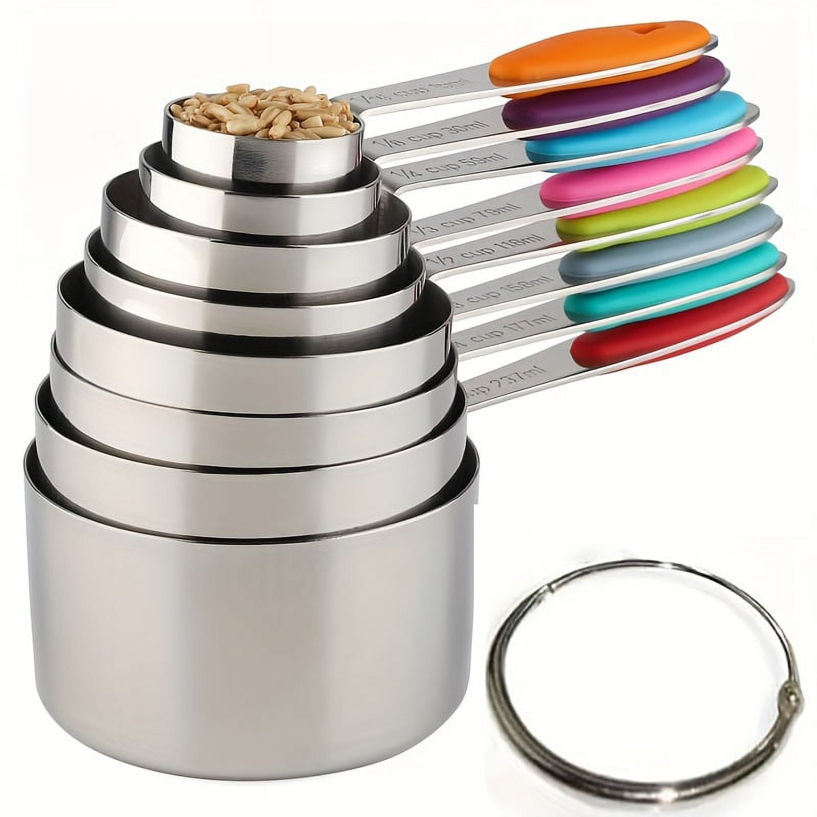8-Piece Stainless Steel Measuring Cup and Spoon Set - Nesting Design ...