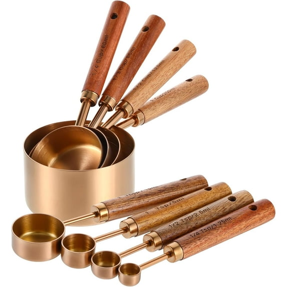 8-Piece Stainless Steel Measuring Cups and Spoons Set - Rose Gold ...