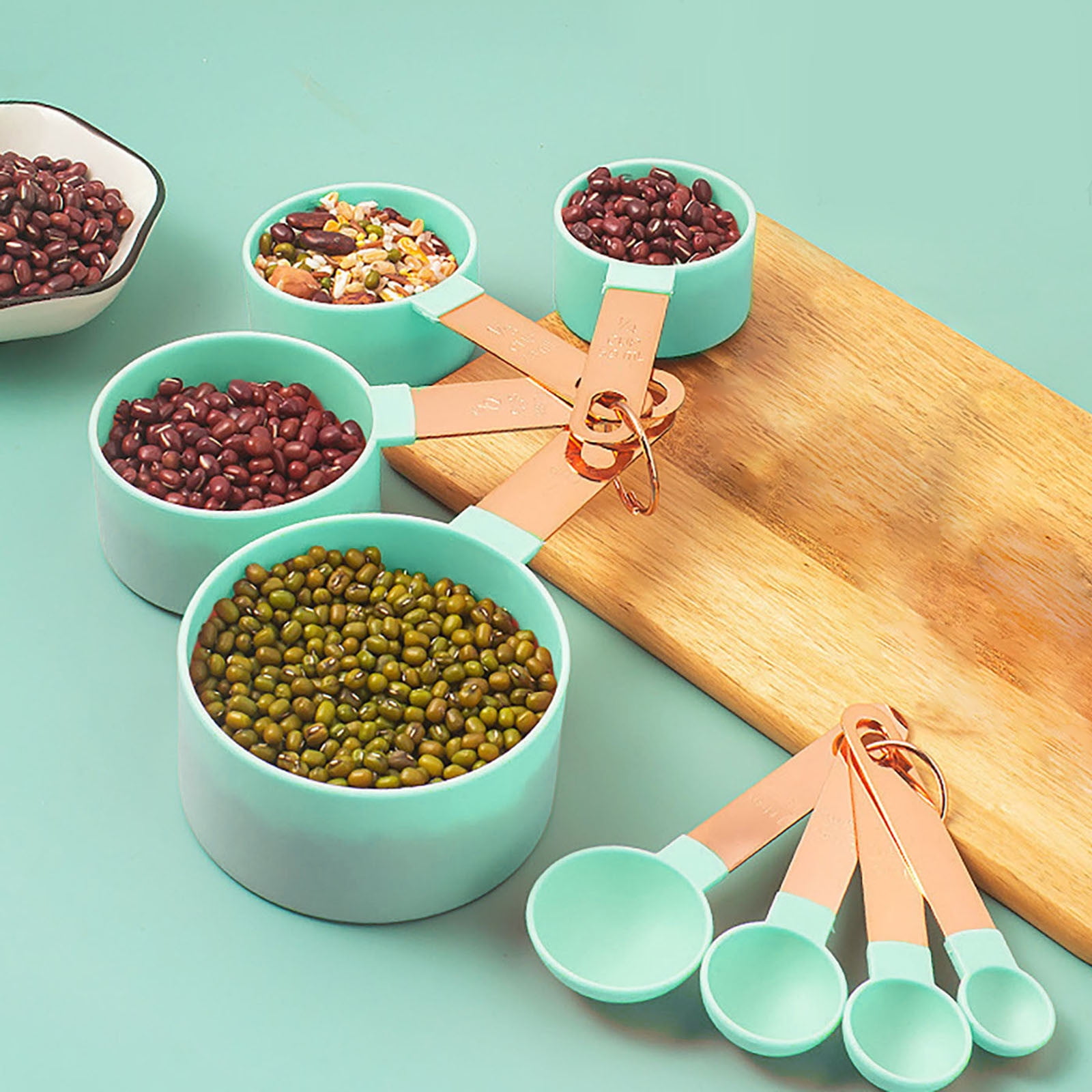 Stainless Steel & Plastic Measuring Spoon Set - Gold Handle, Engraved ...