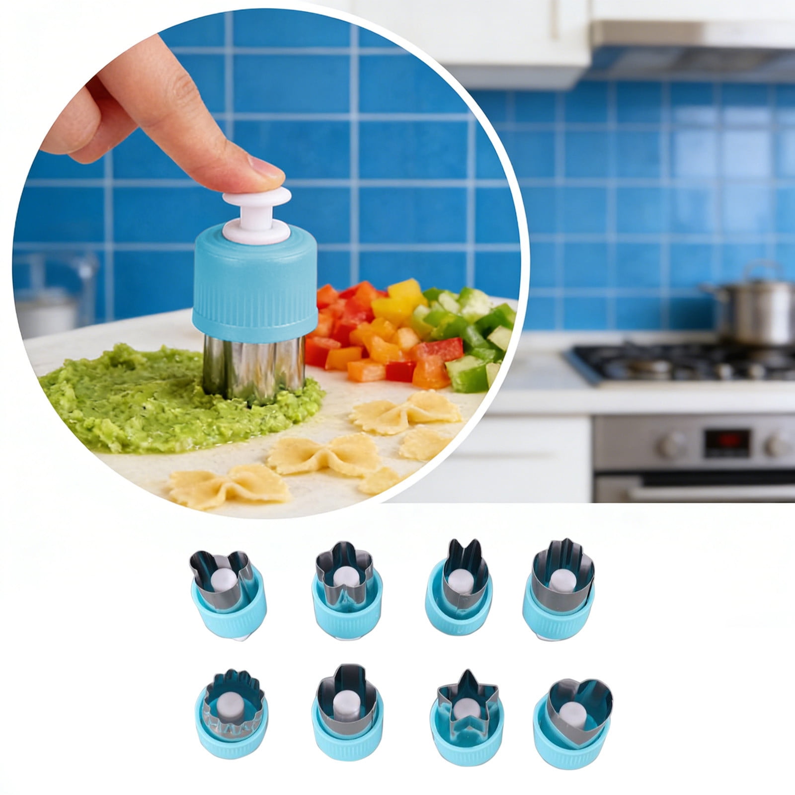 8-Piece Stainless Steel Vegetable and Fruit Press Embosser Set, Lever ...