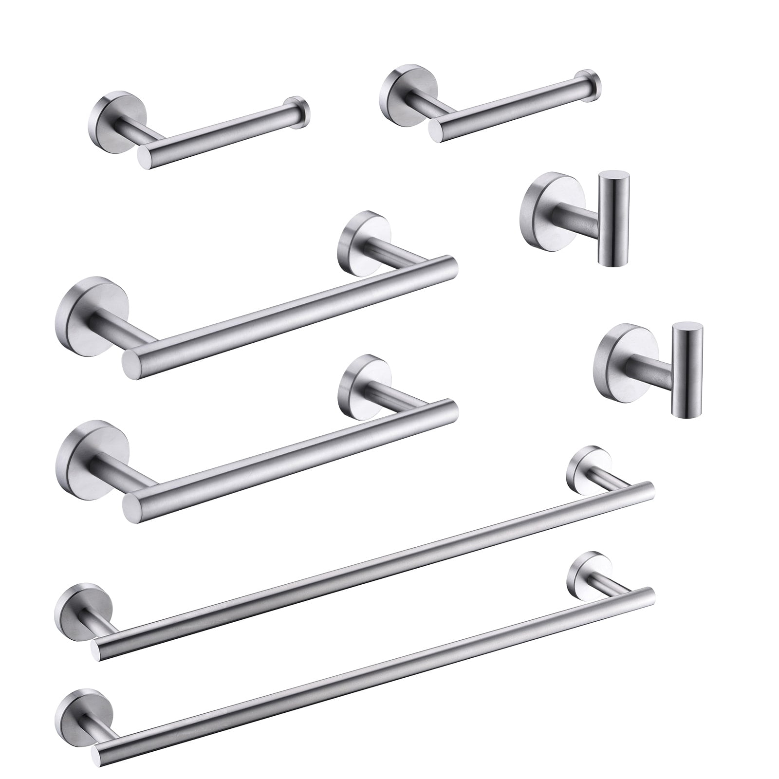 8-Piece Stainless Steel Bathroom Hardware Set Nickel Brushed, Nickel ...