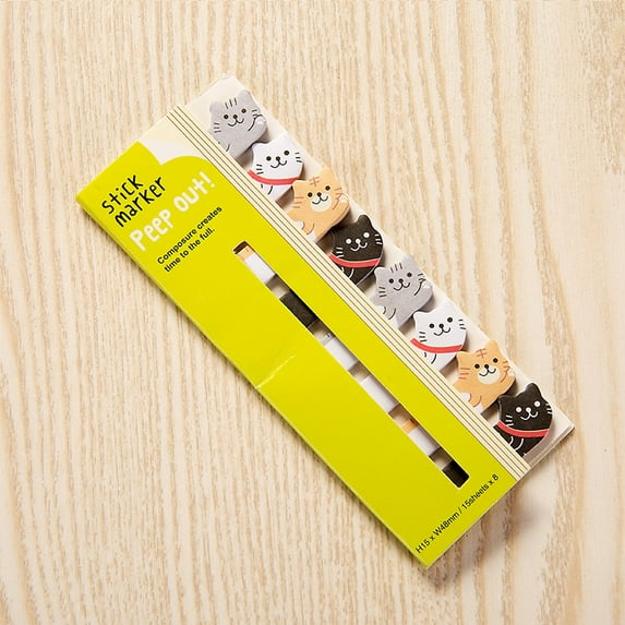 8 Piece Stationery Cartoon Animals Marker Memo Pad Bookmark Flags Index ...