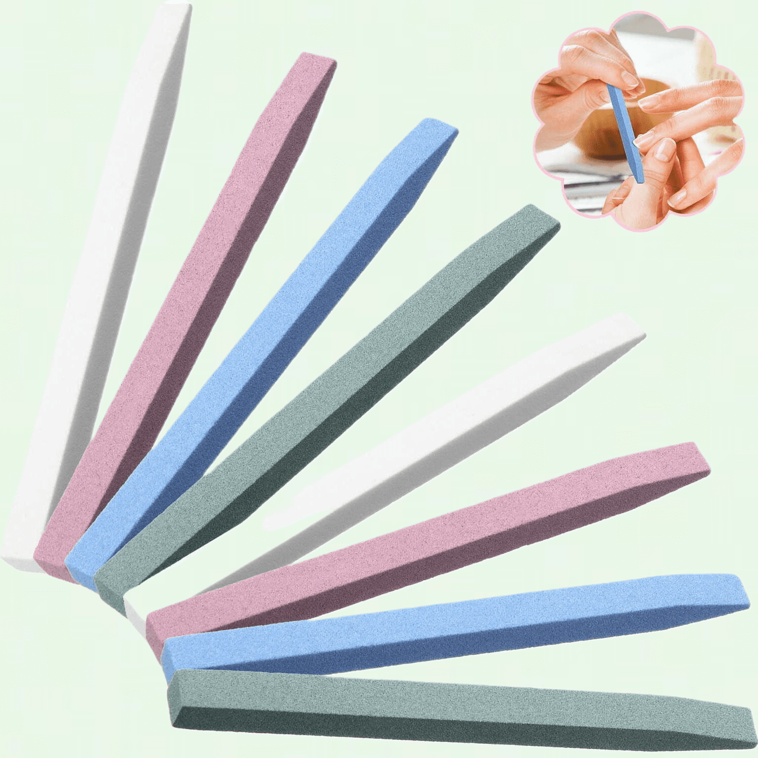 8-Piece Stone Nail File Set for Home Salon, Nail Pumice Stone Stick ...