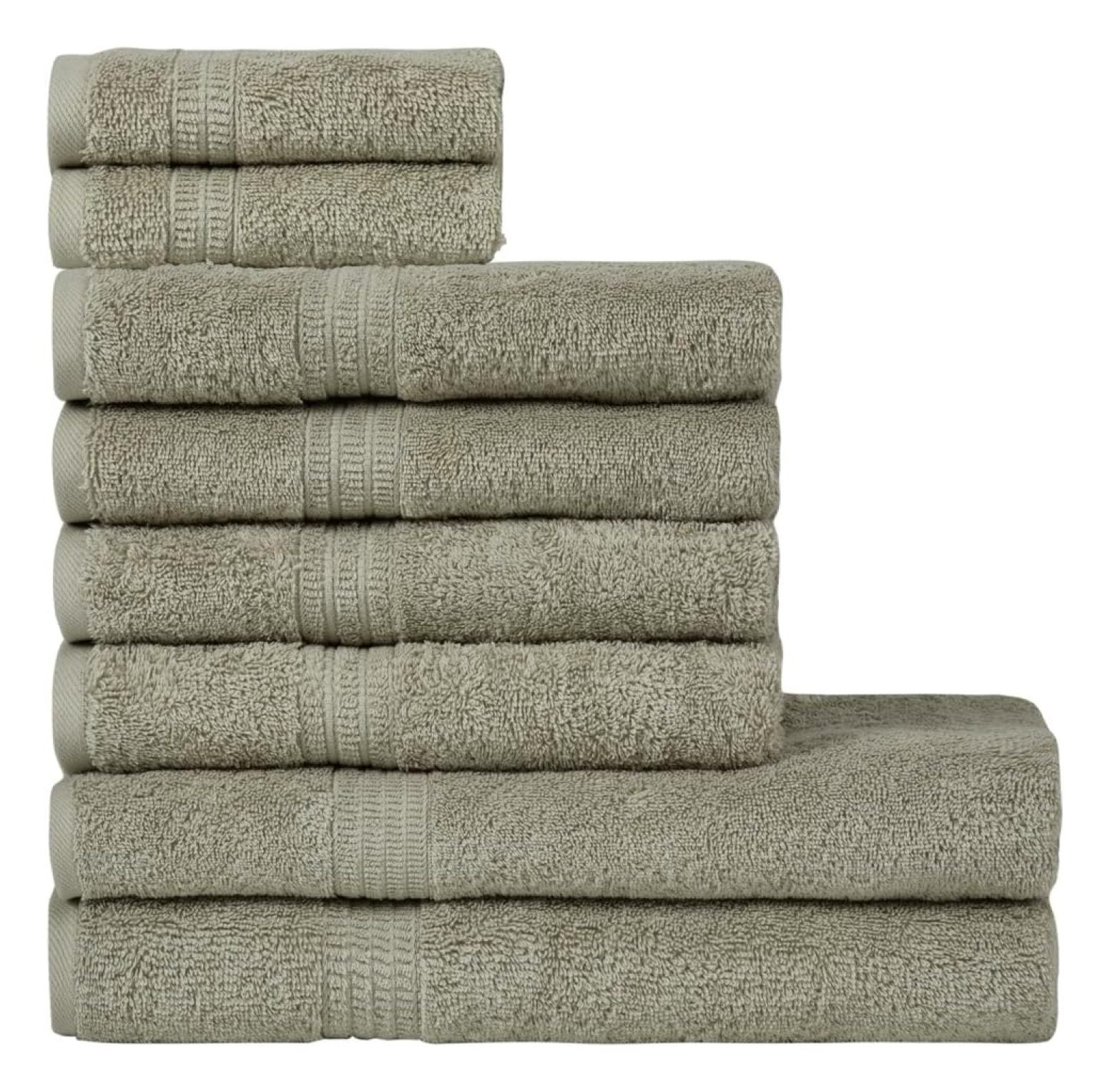 8 Piece Towel Set - 100% Organic Cotton, 2 Bath Towels, 4 Hand Towels ...