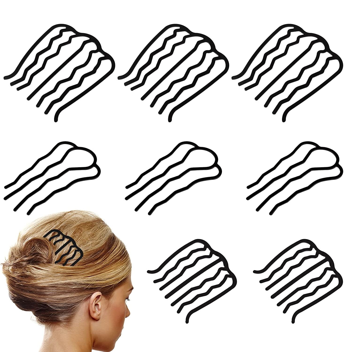 8 Piece U-Shape Hair Combs for Women's French Twist Updo and Bun ...
