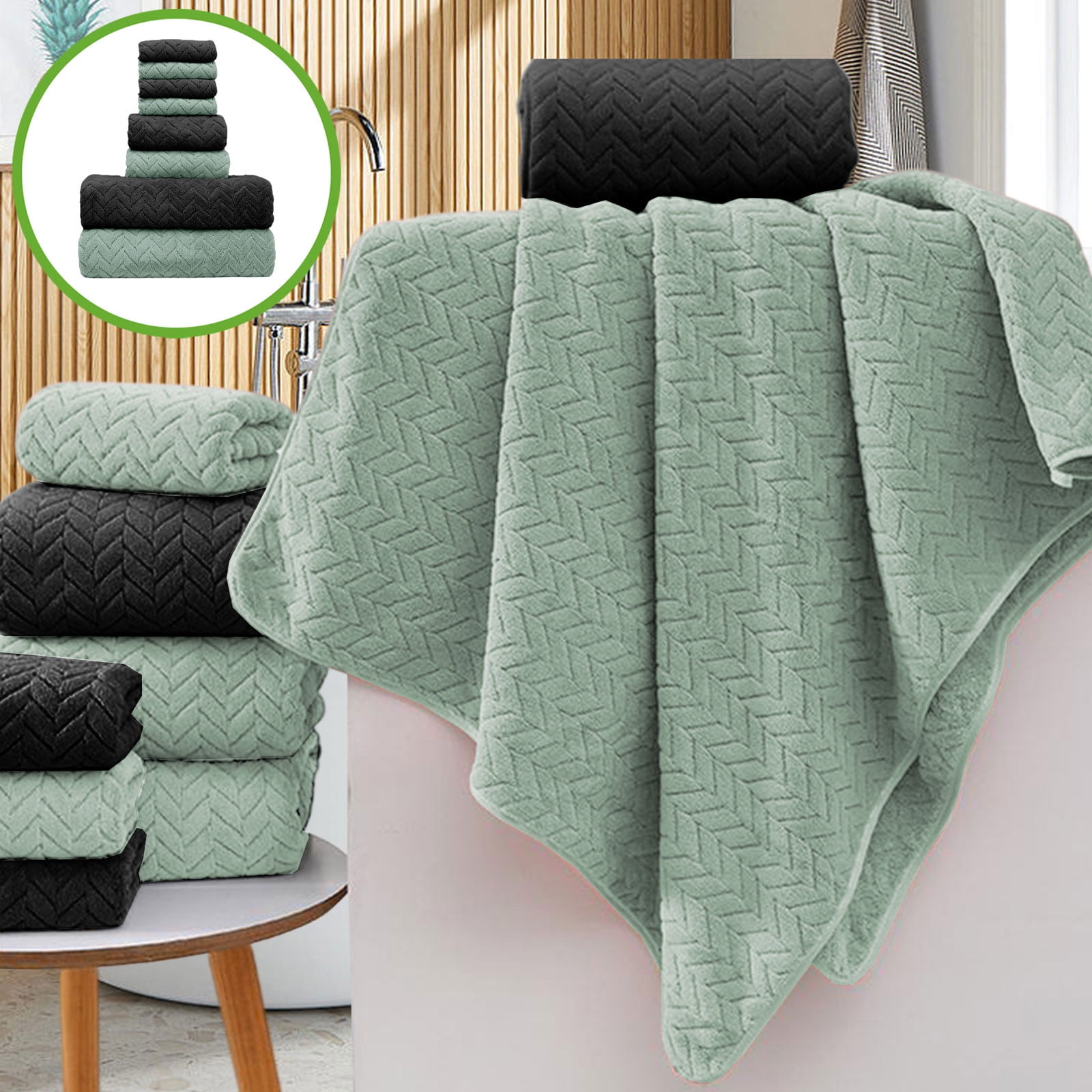 8 Piece Velvet Towel Set, Luxury Bath Towels Face Towels, Super ...