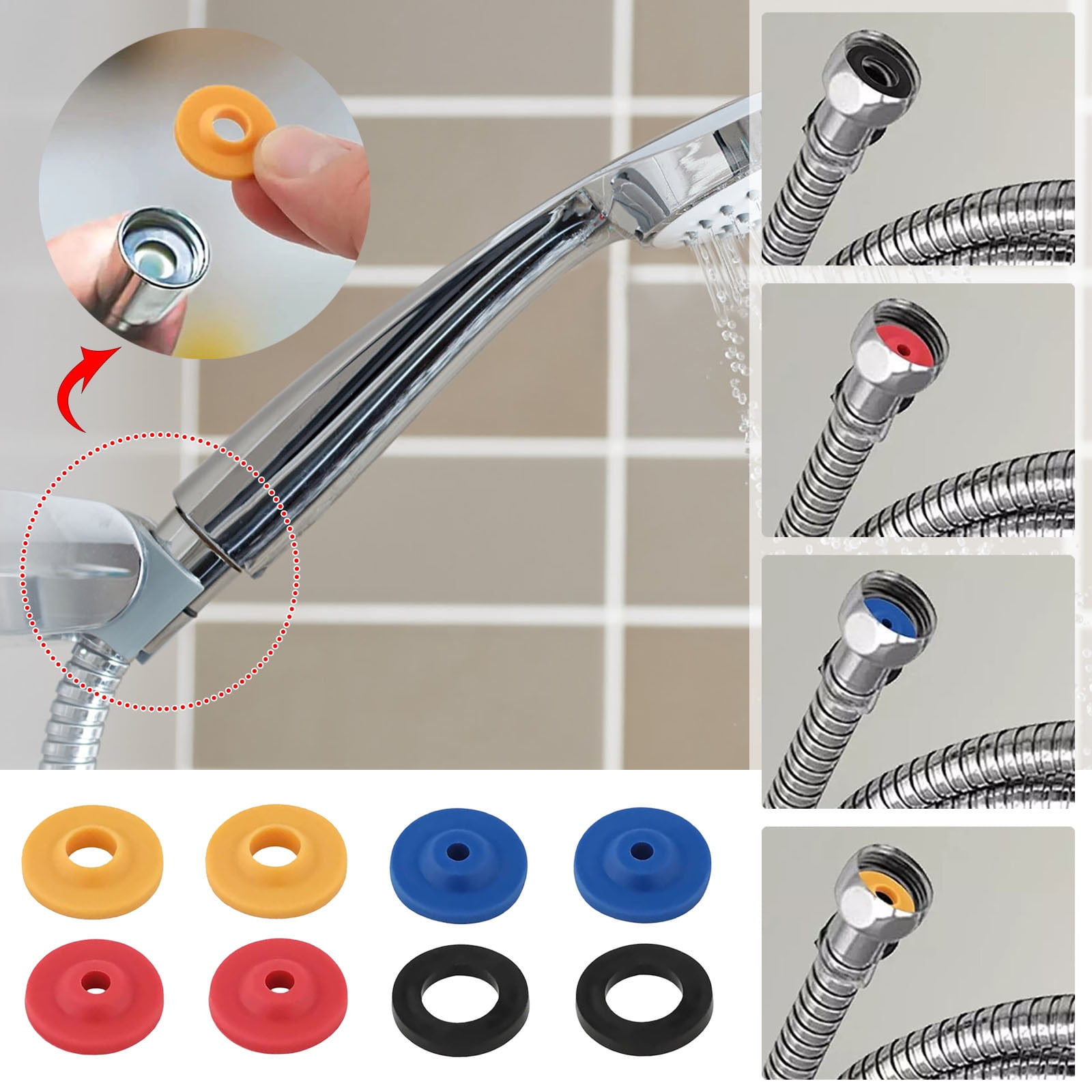 8-Piece Water Restrictor Kit for Shower Heads - 4 Sizes of Reducer ...