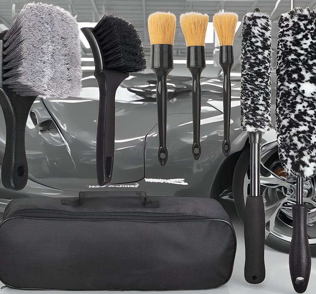 8-Piece Wheel and Tire Brush Set, Rim Cleaning Brushes with Detail ...