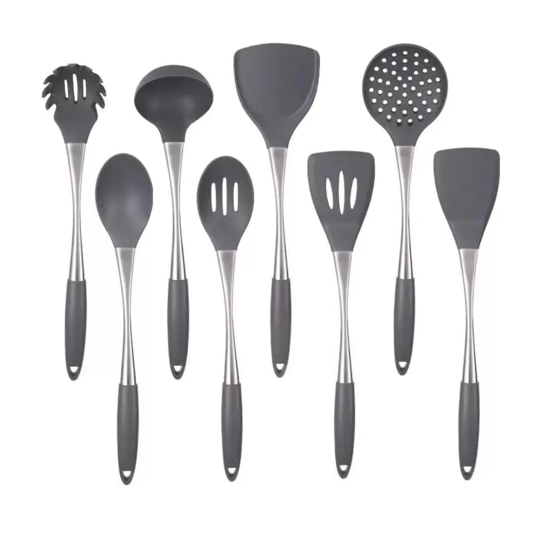 8-Piece White Kitchen Utensil Set with Gold Handles, Stainless Steel ...