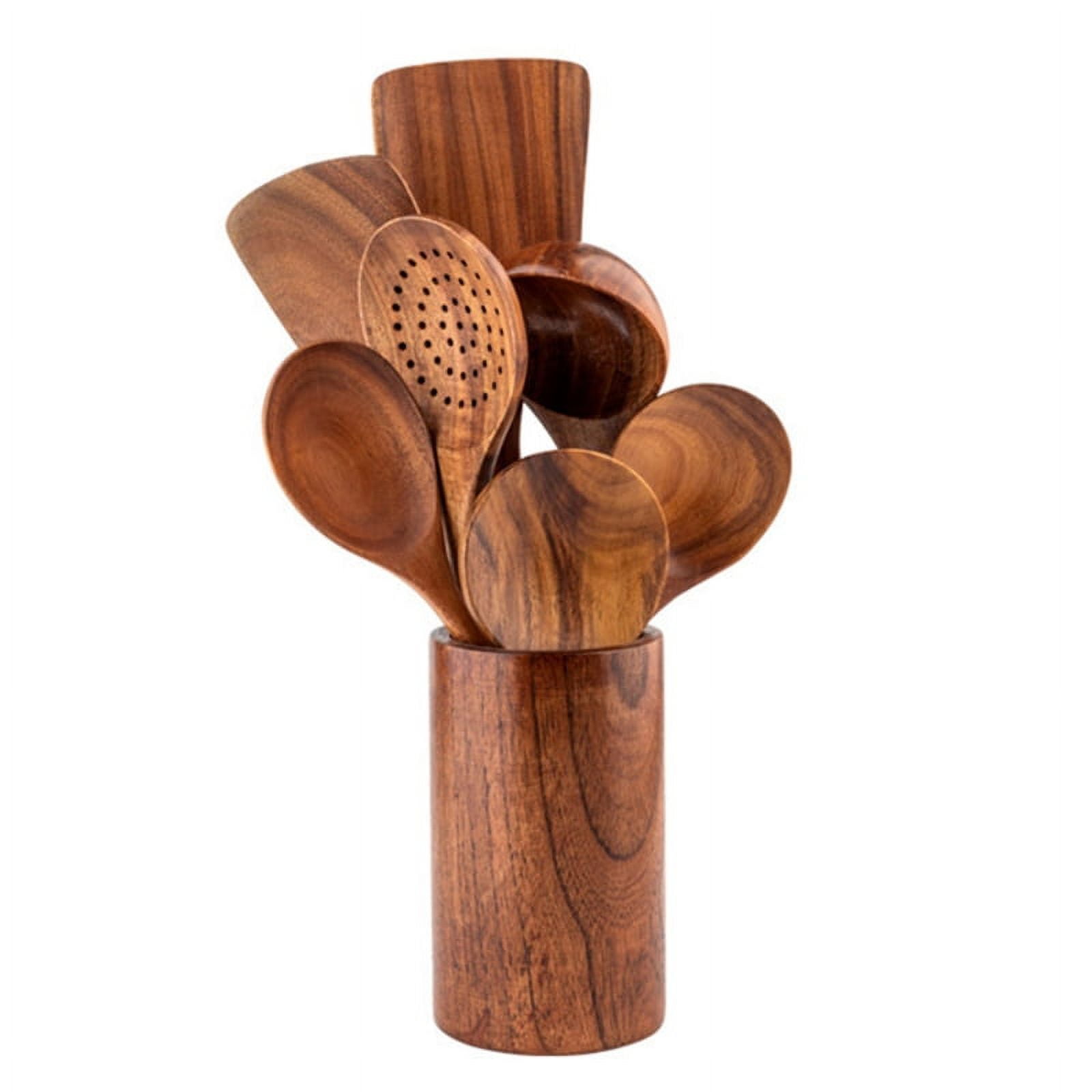 8-Piece Wood Cookware Kitchen Utensil Set for Non Stick Cookware Wooden ...