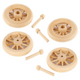 8-Piece Wood Spoke Wheels and Axel Pegs - For DIY Model Car Crafts ...