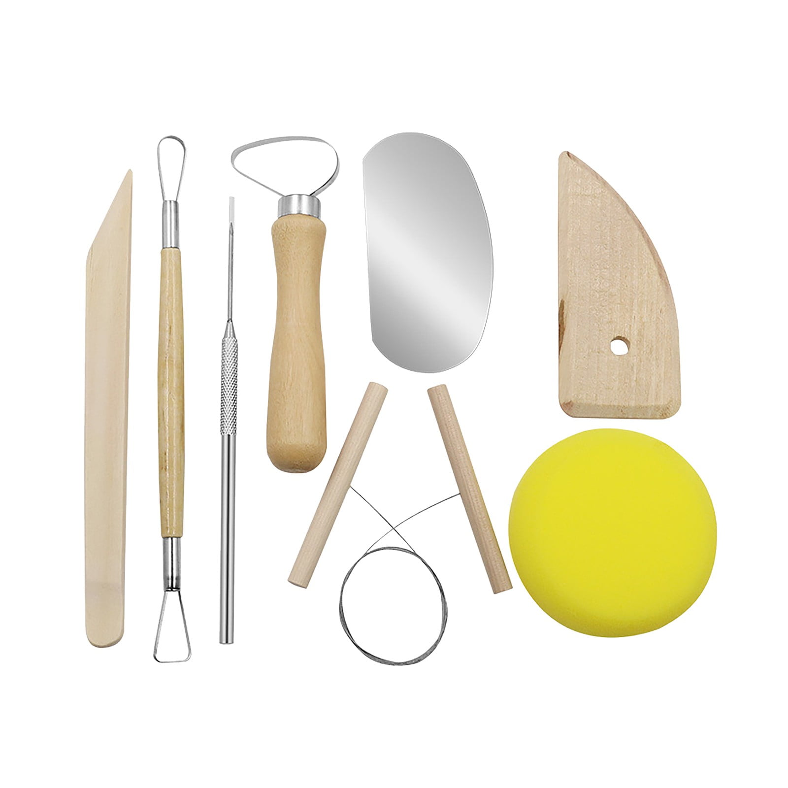 8-Piece Wooden Pottery Clay Sculpting Carving Tool Set With Sponge ...