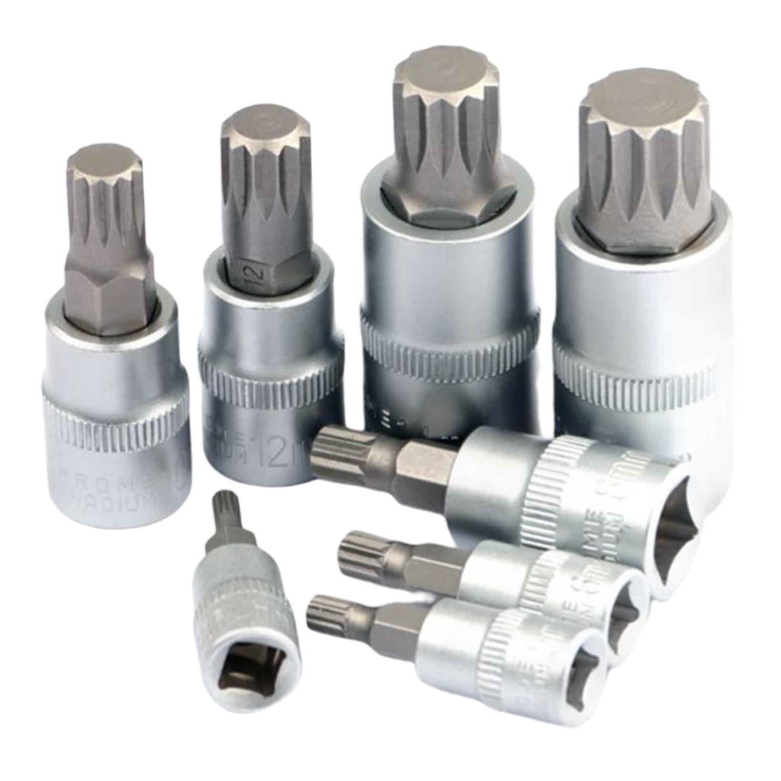 8 Pieces 45# Steel Bit Socket Set 1/4 3/ Drive ~ for Ratchet Socket ...