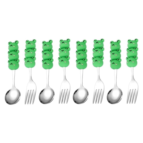 (8 Pieces) 5.9 in Silicone Decorative Stainless Steel Spoon Fork ...