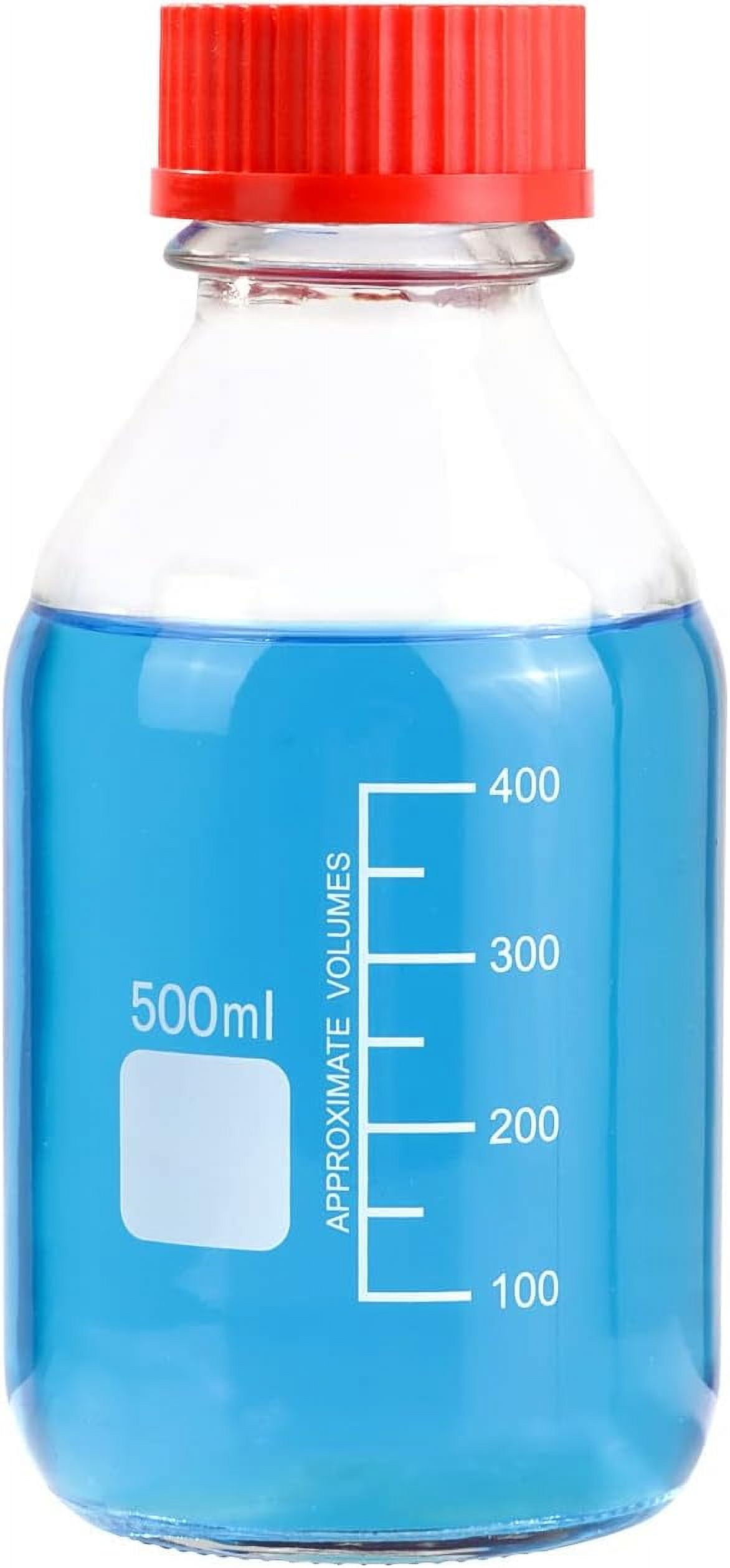 8 Pieces 500 ML Graduated Round Reagent Media Bottle Storage Glass ...