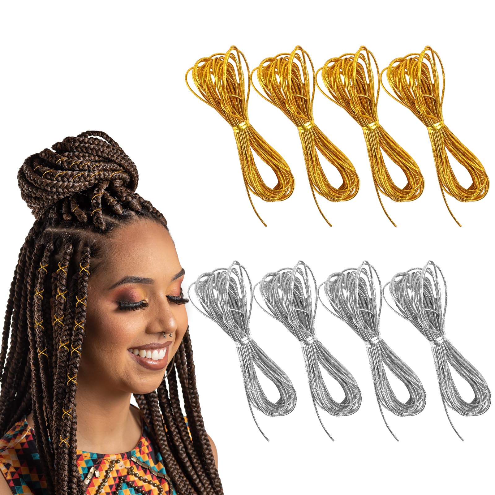 8 Pieces 5M Hair Strings for Braids Hair String, Hair Wrap String ...